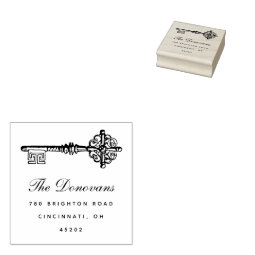 Antique Key Personalized Return Address Stamp | Zazzle