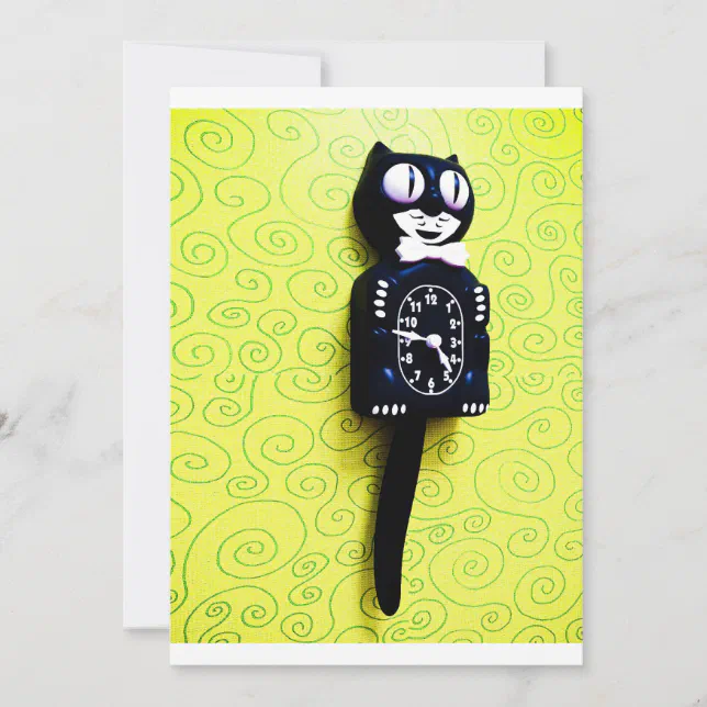 Antique kit Cat Clock Invitation | Zazzle