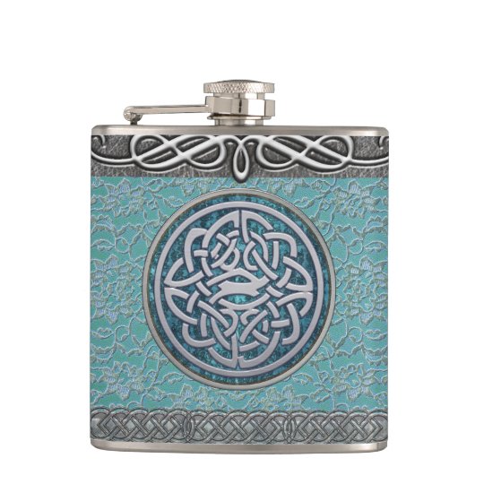 Antique Lace and Silver Decor Celtic Knot Flask | Zazzle.com