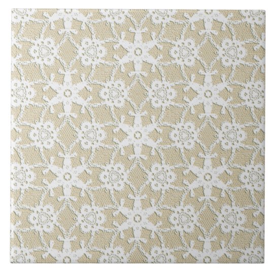 Antique lace - white and beige ceramic tile | Zazzle.com