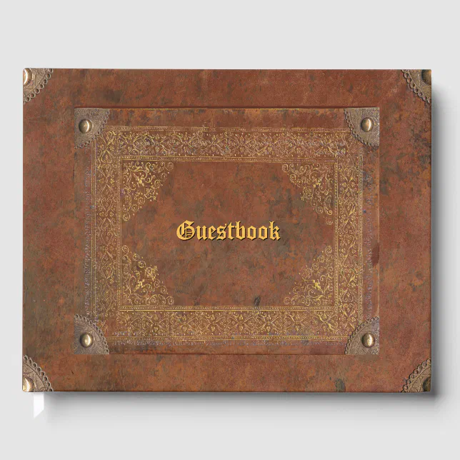 Antique Leather Look Guest Book | Zazzle