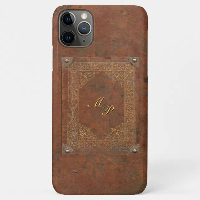 Antique Leather Look Phone Case with your Initials | Zazzle