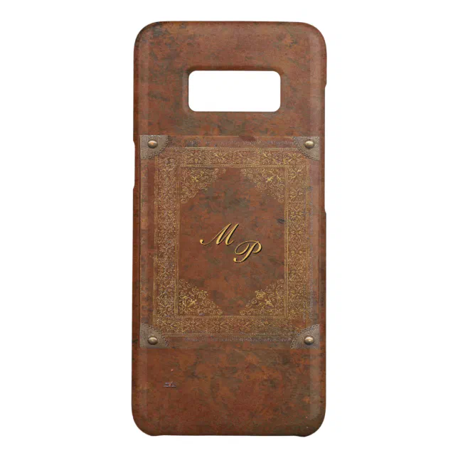 Antique Leather Look Phone Case with your Initials | Zazzle