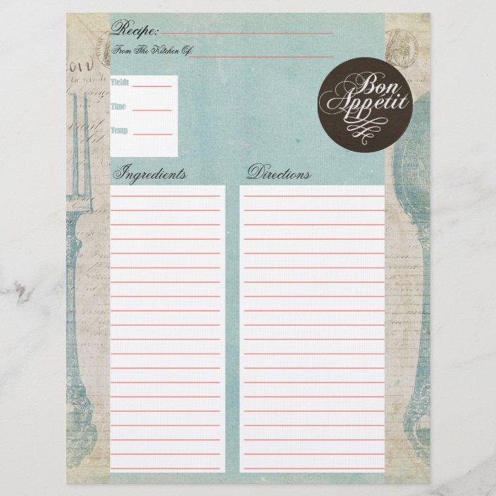 Antique Letters Recipe Inserts | Zazzle.com