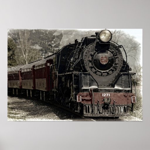 Antique Locomotive Steam Engine Train Poster | Zazzle
