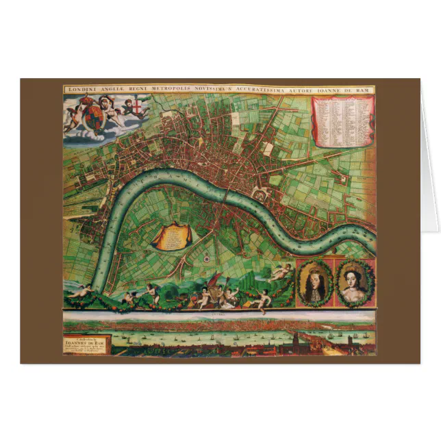 Antique London Street Map by Johannes de Ram, 1689 | Zazzle