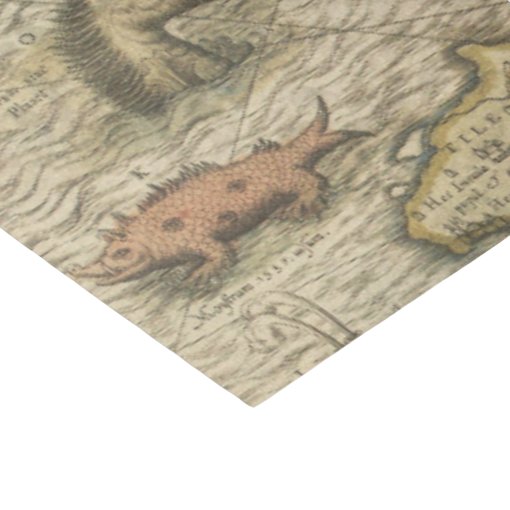 Antique Map and Sea Creatures Decoupage Tissue Paper | Zazzle