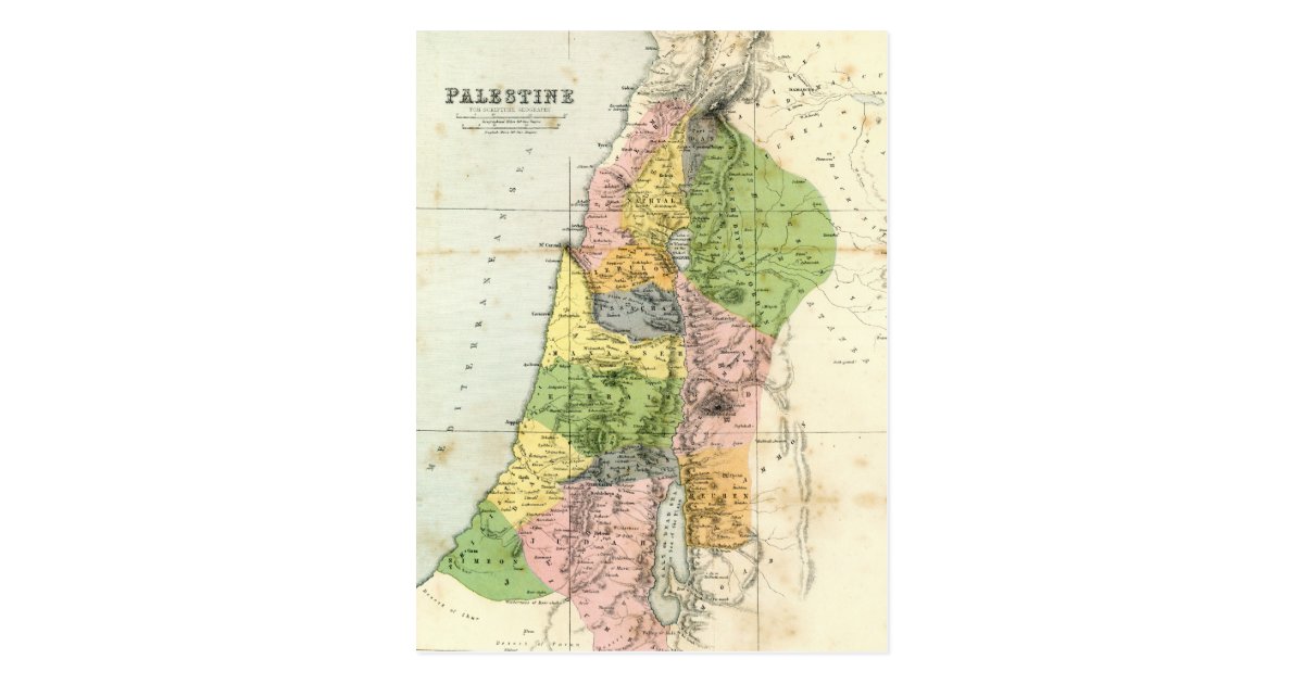 Antique Map - Biblical Palestine Postcard | Zazzle.com