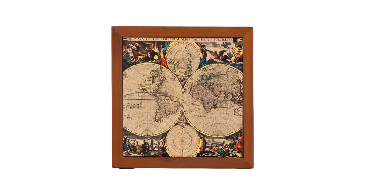 Antique Map Desk Organizer | Zazzle