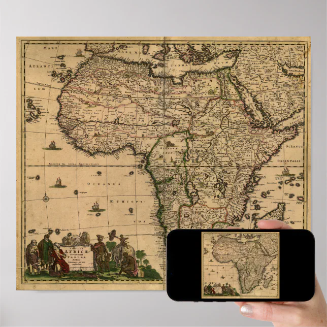 Antique Map of Africa 1680 by Frederick De Wit Poster | Zazzle