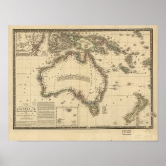 Antique Map of Australia 1826 Poster | Zazzle