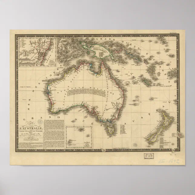 Antique Map of Australia 1826 Poster | Zazzle