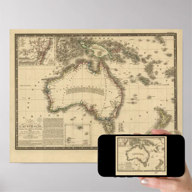Antique Map of Australia 1826 Poster | Zazzle