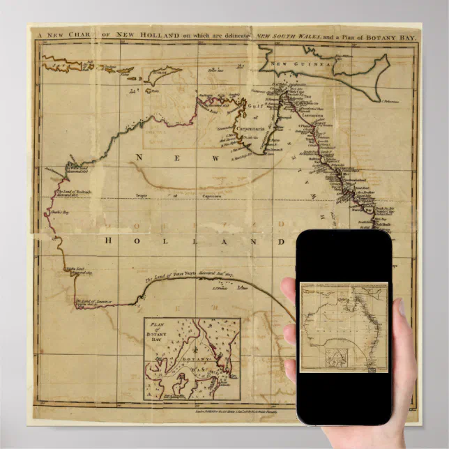 Antique Map of Australia circa 1770 Poster | Zazzle