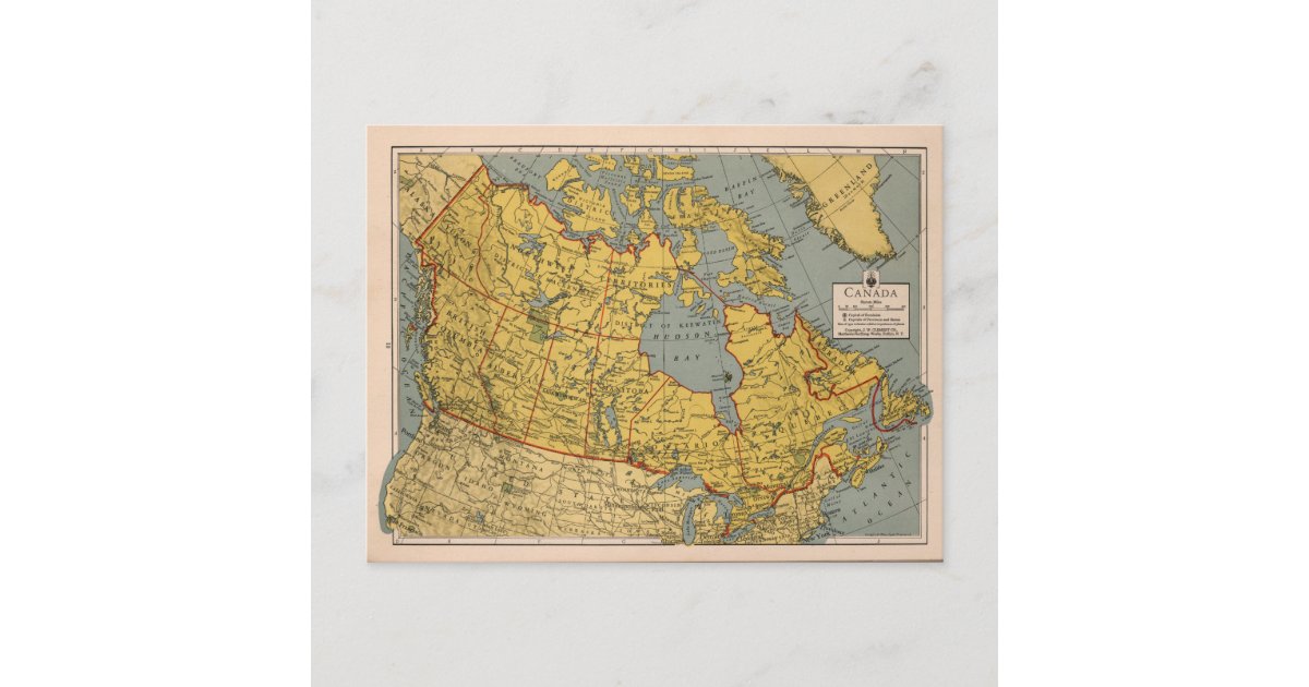 Antique Map of Canada Postcard | Zazzle