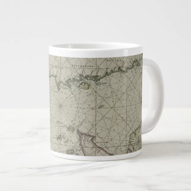 Antique Map of Channel, 1666 (colour engraving) Giant Coffee Mug | Zazzle