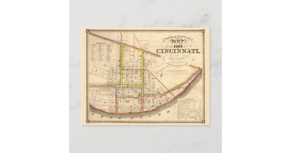 Antique map of Cincinnati Ohio Postcard | Zazzle