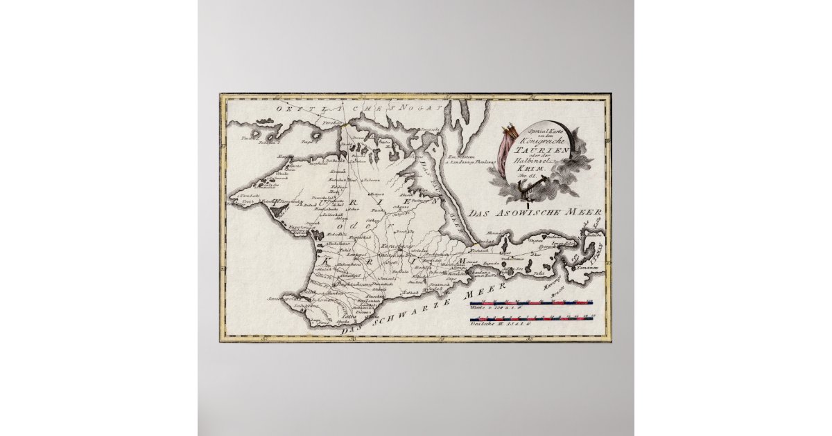 Antique Map of Crimea, the Crimean Peninsula 1791 Poster | Zazzle