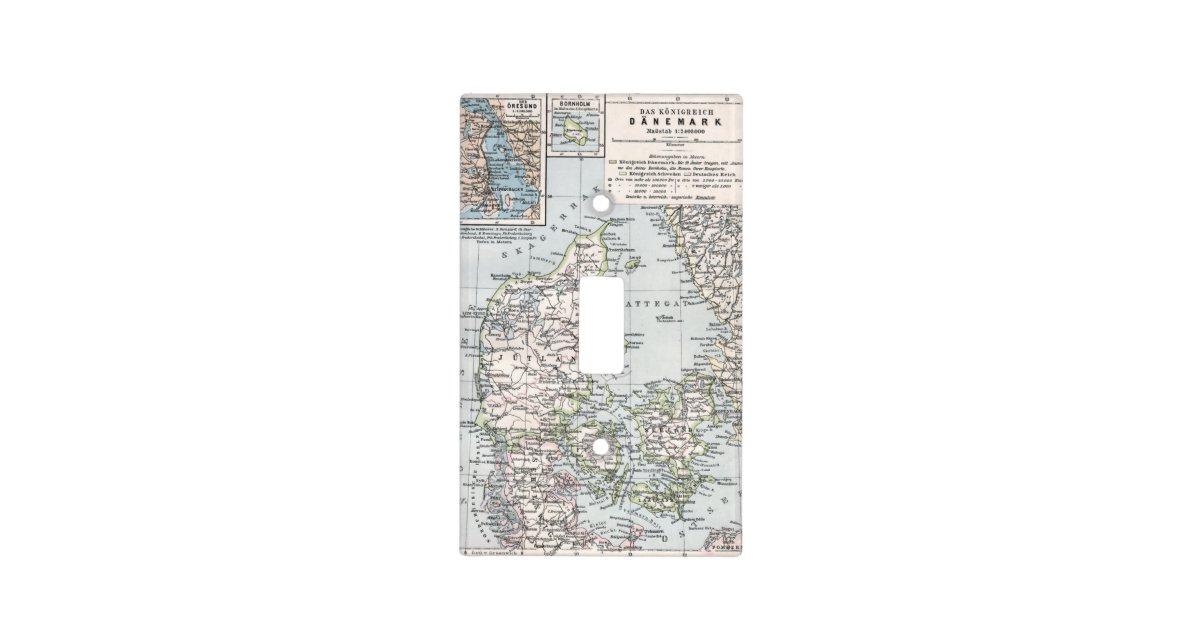 Antique Map of Denmark, Danmark in Danish, 1905 Light Switch Cover | Zazzle