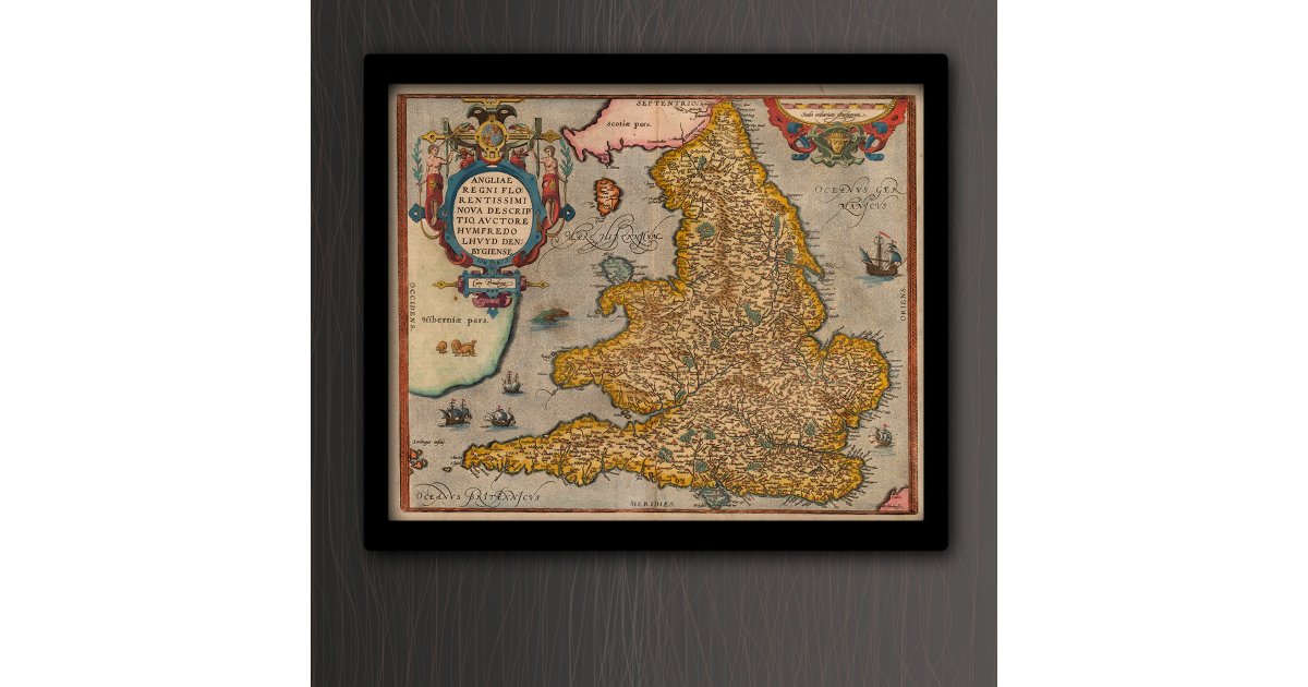 Antique Map of England from 1573 Poster | Zazzle