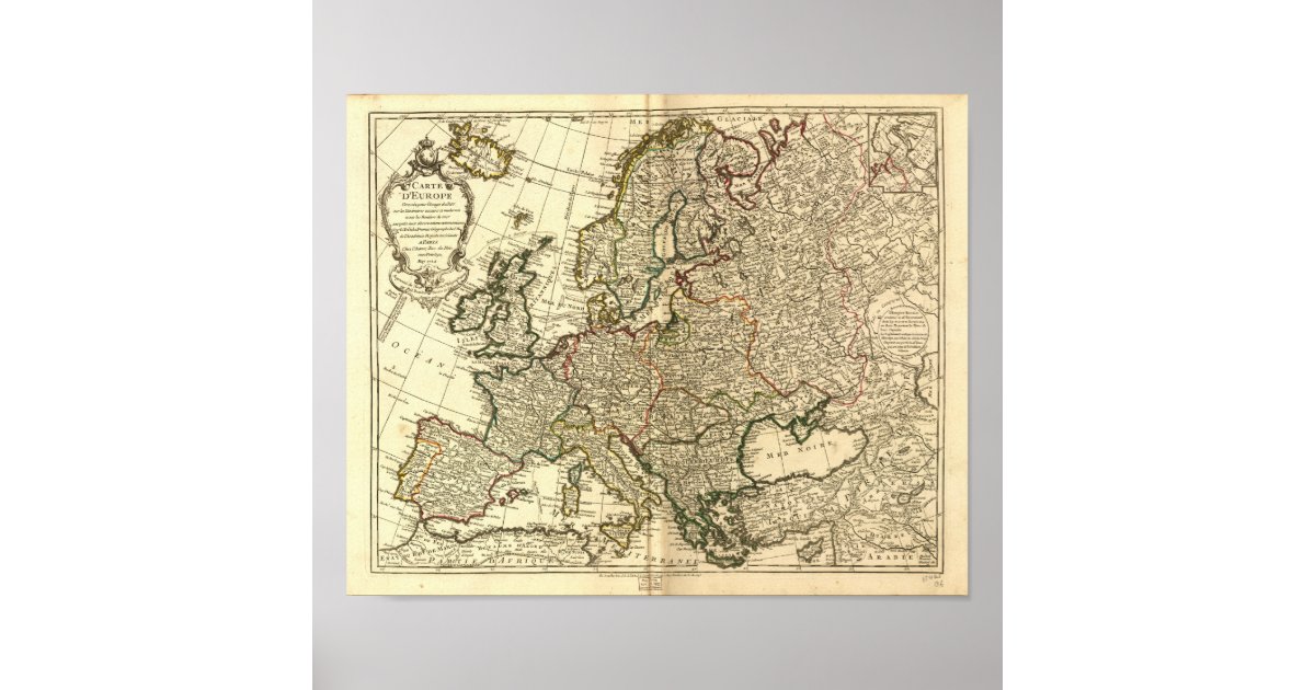 Antique Map of Europe 1769 Poster | Zazzle