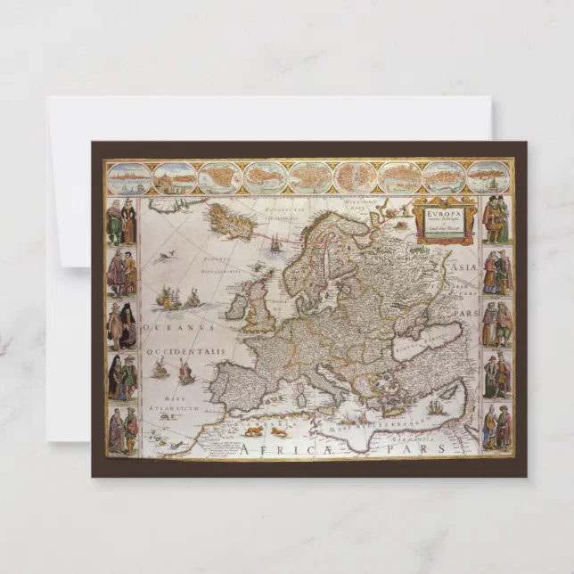 Antique Map of Europe by Willem Jansz Blaeu, c1617 Invitation | Zazzle