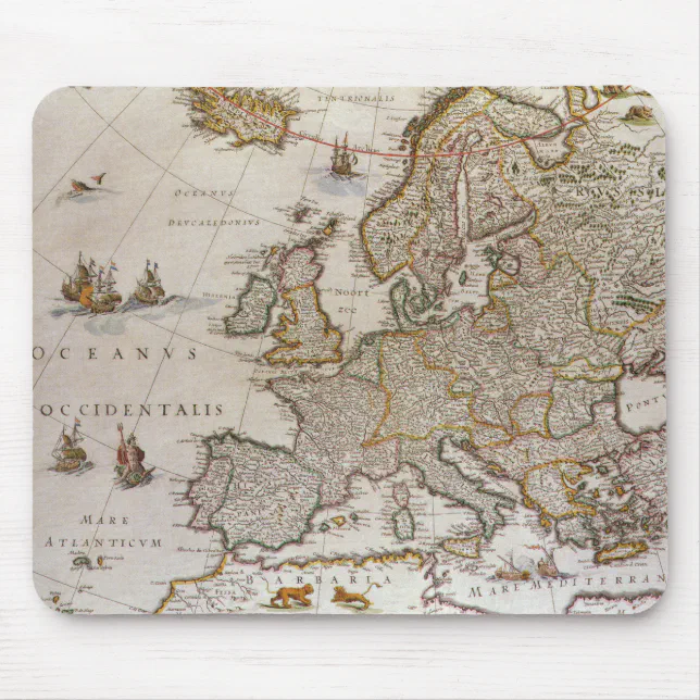 Antique Map of Europe by Willem Jansz Blaeu, c1617 Mouse Pad | Zazzle