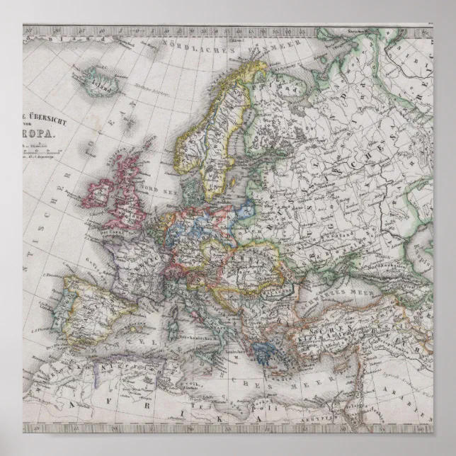 Antique Map of Europe Circa 1862 Poster | Zazzle