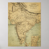 Antique Map of India in the 19th Century Poster | Zazzle