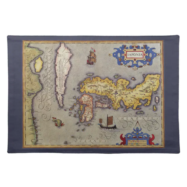 Antique Map of Japan by Mercator and Hondius Cloth Placemat | Zazzle