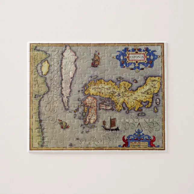 Antique Map of Japan by Mercator and Hondius Jigsaw Puzzle | Zazzle