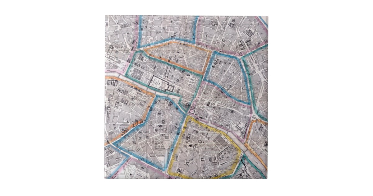 Antique Map of Paris Ceramic Tile | Zazzle
