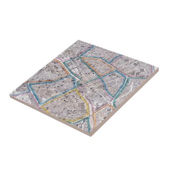 Antique Map of Paris Ceramic Tile | Zazzle