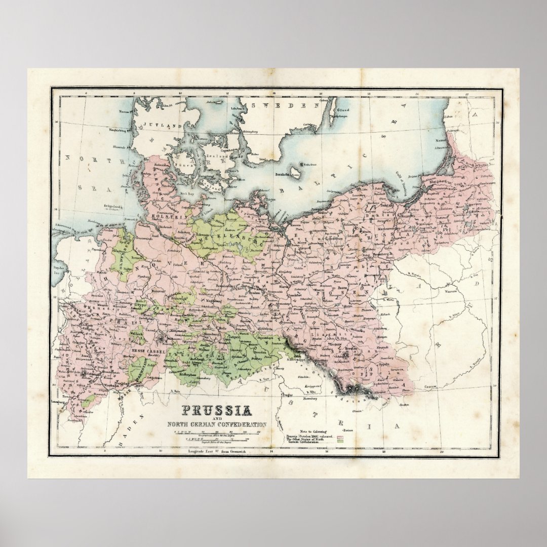 Antique Map of Prussia Poster | Zazzle