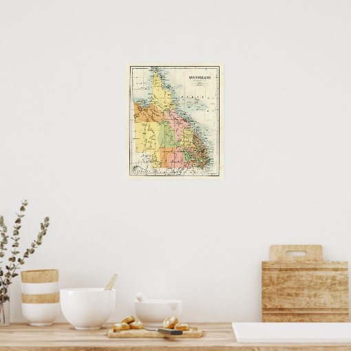 Antique map of Queensland Australia Poster | Zazzle