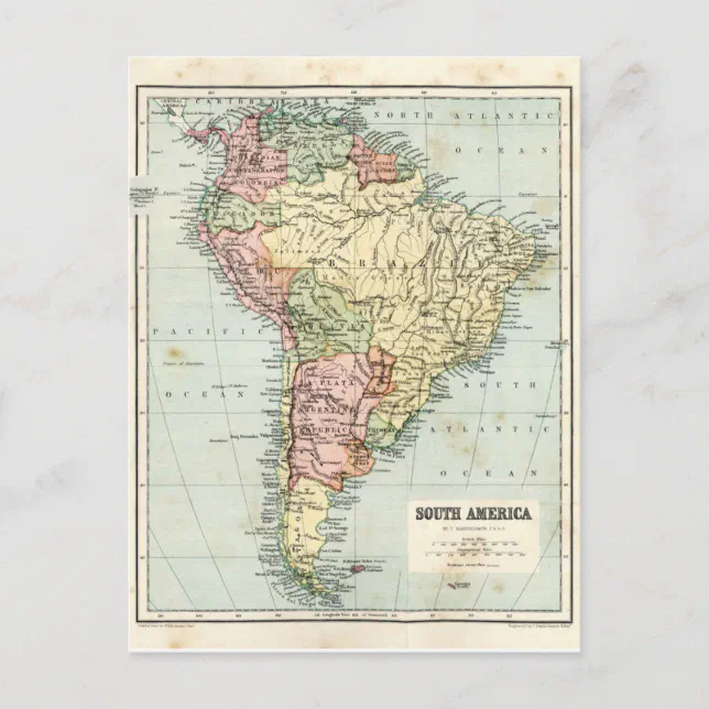Antique map of South America Postcard | Zazzle