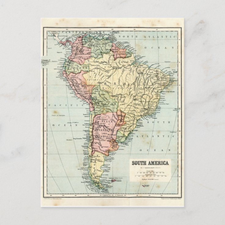 Antique map of South America Postcard | Zazzle