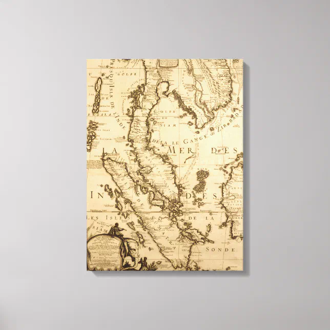 Antique Map of South East Asia | 1687 Canvas Print | Zazzle
