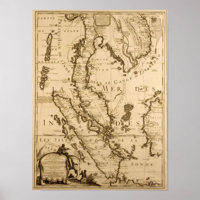 Antique Map of South East Asia | 1687 Poster | Zazzle
