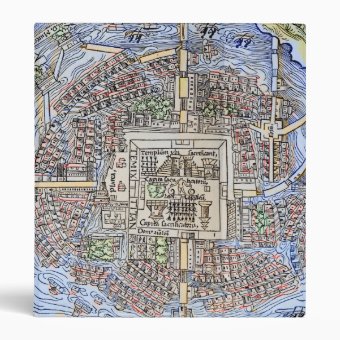 Antique Map of the Aztec Capital Tenochtitlan 3 Ring Binder | Zazzle
