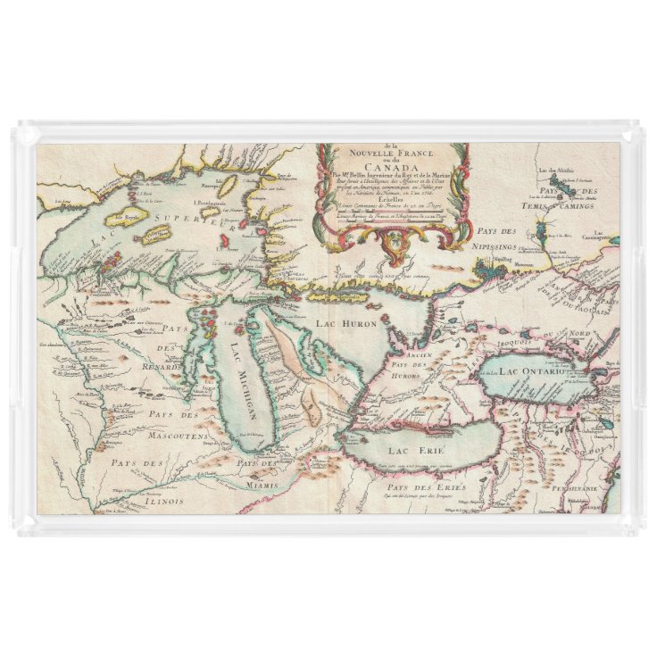 Antique Map of the Great Lakes Acrylic Tray | Zazzle