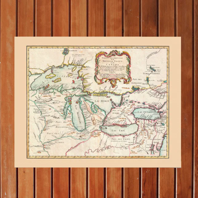 Antique Map of the Great Lakes Poster | Zazzle