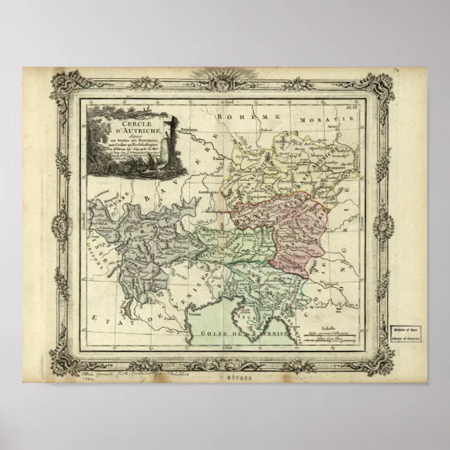 Antique Map of the Holy Roman Empire, Austria 1792 Poster | Zazzle