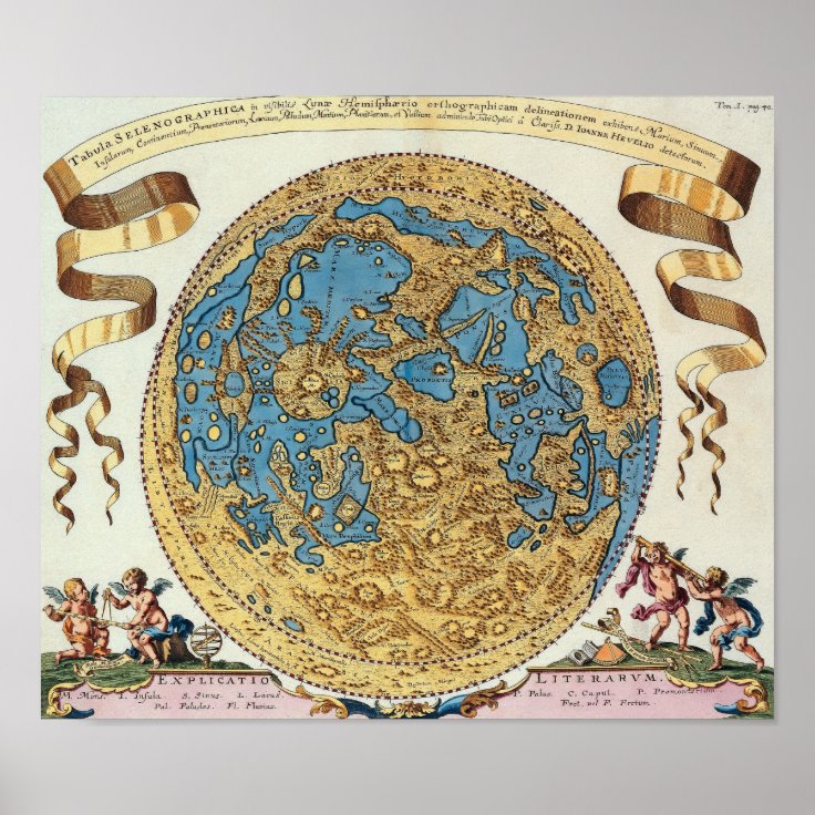 Antique Map Of The Moon Poster | Zazzle
