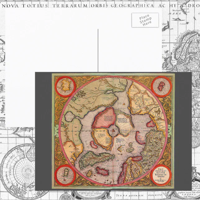 Antique Map of the North Pole Map by Mercator Postcard | Zazzle