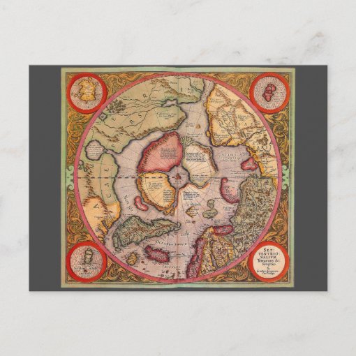Antique Map of the North Pole Map by Mercator Postcard | Zazzle