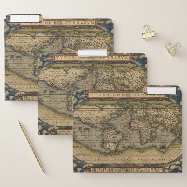 Antique Map of the World File Folder | Zazzle
