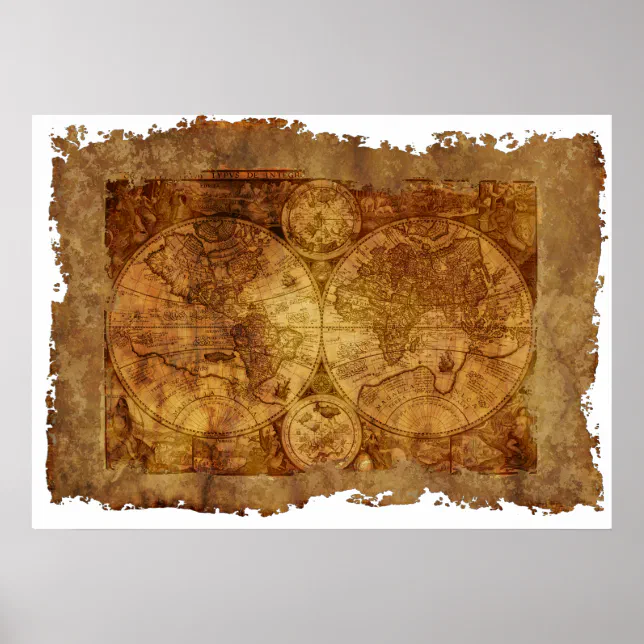 Antique Map of The World Poster | Zazzle