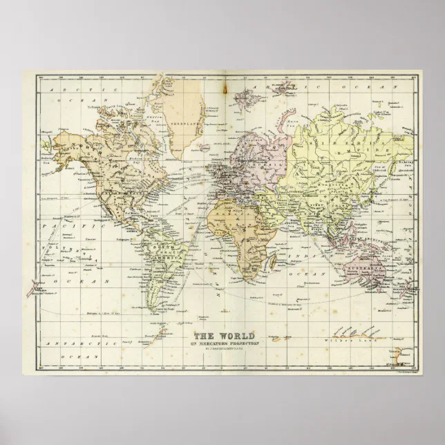 Antique Map of the World Poster | Zazzle