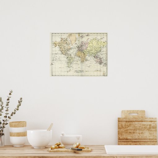 Antique Map of the World Poster | Zazzle